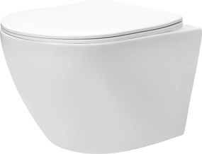Závěsný WC komplet bez příruby s funkcí bidetu REA CARLO LUX RIMLESS, včetně SoftClose sedátka, bílá