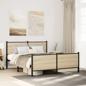 Kovový rám postele bez matrace dub sonoma 150 x 200 cm 3301362