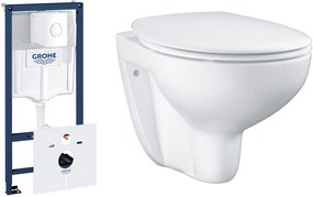 Set podomítkový WC modul se splachovacím tlačítkem Grohe Rapid SL 39451000, sada mísa + prkénko s pomalým sklápěním Grohe Bau Ceramic 39351000