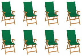 Zahradní polohovací židle 8 ks akácie / látka Dekorhome Červená / bílá