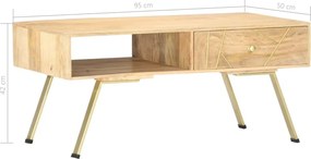 vidaXL Konferenční stolek 95 x 50 x 42 cm masivní mangovníkové dřevo [286147] Barva: Mosaz