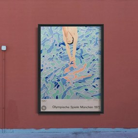 Retro plakát Olympijský potápěč od Davida Hockney