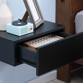 HOMCOM Sada 2 floating nočních stolků s 1 zásuvkou, nástěnný design, moderní styl pro ložnici 40x30x15 cm černá