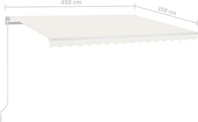 Ručně zatahovací markýza 450 x 350 cm krémová 3068997