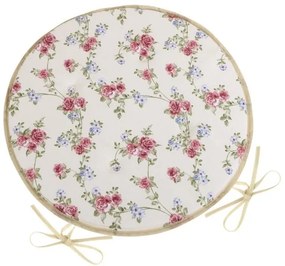 Bellatex Sedák DITA kulatý hladký průměr 40 cm Růžička pnoucí růžová, zelená, béžová