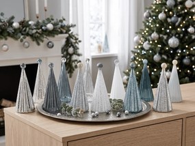 Skleněný svítící stromeček TWINKLE s LED osvětlením 22 cm, šedé odstíny