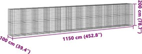 Gabionový koš s víkem 1 150 x 100 x 200 cm pozinkované železo 3295246