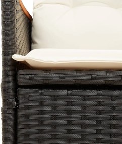 3dílný bistro set s poduškami černý polyratan 3276831