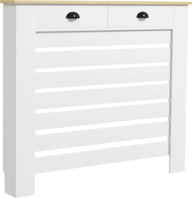HOMCOM Kryt radiátoru, Stěna radiátoru, Horizontální lamelový rošt, se 2 zásuvkami, pro obývací pokoj, ložnici, chodbu, dřevo, 111 x 19 x 95,5 cm, Bí…