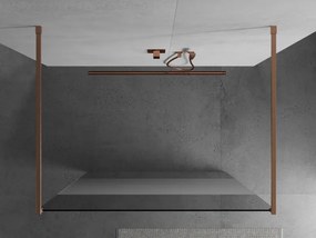 Mexen Kioto, sprchová zástěna Walk-In 110 x 200 cm, 8mm čiré sklo-námraza, měděný matný profil, 800-110-002-65-35