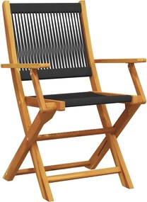 3dílný bistro set černý polypropylen a masivní dřevo 3281853
