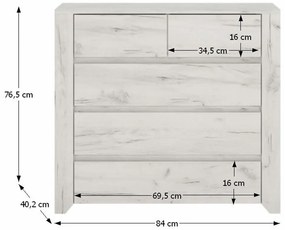 Kondela Komoda typ 43, bílá craft, ANGEL