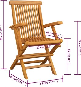 vidaXL Marketos Zahradní židle se zelenými poduškami 4 ks masivní teak