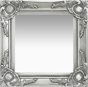 vidaXL Nástěnné zrcadlo barokní styl 40 x 40 cm [320306] Barva: Stříbrná