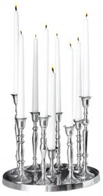 Svícen Moderní Barokní Stříbrný 9 Plamenů