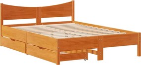 Rám postele se zásuvkami voskově hnědý 150x200cm masiv borovice 3301904