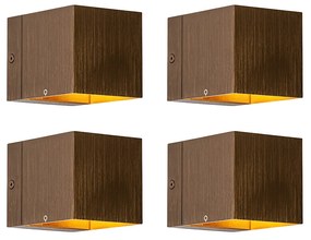 Sada 4 chytrých nástěnných lamp tmavě bronzová 8 cm vč. WiFi G9 - Transfer