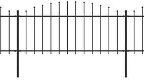 vidaXL Zahradní plot s hroty ocel (0,5–0,75) x 3,4 m černý