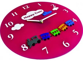 Nástěnné hodiny pro děti vlak barvy šedá OBLAK 3D HODINY FL-z97- X0052 -RAL7011 HEU+