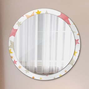 Kulaté zrcadlo s dekorem Pastelové hvězdy fi 100 cm