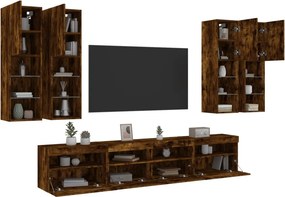 7dílná obývací stěna s LED osvětlením kouřový dub 3216775