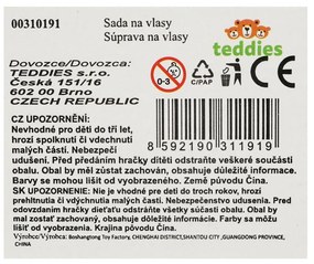 Teddies Sada korálků a copánků na vlasy plast mix druhů na kartě 30x26x3cm