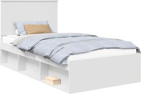 Rám postele s čelo Bílá 100 x 200 cm Masivní borové dřevo 3411046