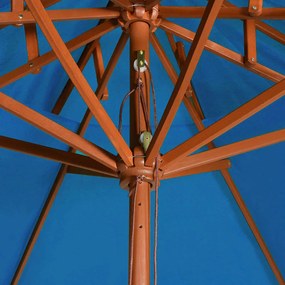 Dvoupatrový slunečník s dřevěnou tyčí modrý 270 cm 313767