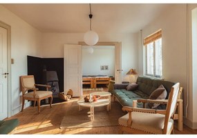 Béžová lněná rozkládací pohovka 205 cm Knob – Karup Design