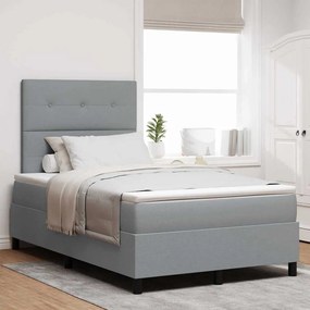 Postel s boxspringem s čelo Světle šedá 120 x 190 cm textil 3339371