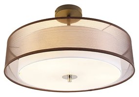 Moderní stropní svítidlo hnědé s bílými 50 cm 3 světly - Drum Duo