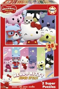 EDUCA Dřevěné puzzle Hello Kitty / 2x25 dílků