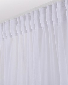 Záclona voálová jednoduchá s řasící páskou barva bílá látka poloprůhledná, pletený vzor, vzorované