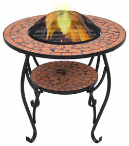 Mozaikový stolek s ohništěm terakota 68 cm keramika,  46723 HangarStore.cz