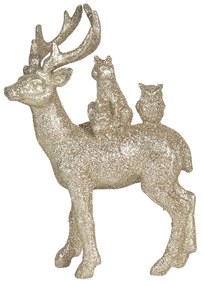 Zlatá dekorační soška Jelen - 14*4*19 cm