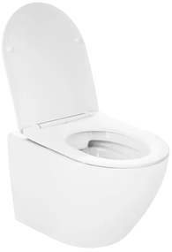Gamma Mut-303, závěsná WC mísa Tornado/Rimless 490x360x345 mm + SLIM toaletní sedátko, bílá lesklá, GMA-MUT-303
