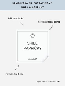 Samolepka na kořenky CHILLI PAPRIČKY bílá 5 × 5 cm základní písmo