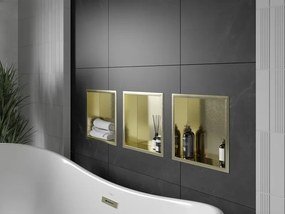 Mexen X-Wall-R, polička na zapuštění na obklad s límcem 30 x 30 cm, zlatá lesklá, 1950303010