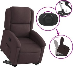 Zvedací polohovací křeslo tmavě hnědé textil 3204169