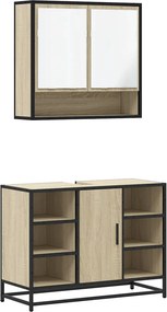 2dílný set koupelnového nábytku dub sonoma kompozitní dřevo 3300941