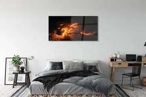 akrylový obraz ohnivý drak 125x50 cm