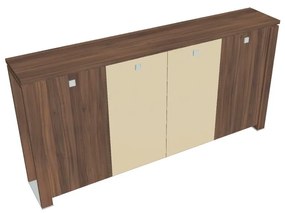 Střední šatní skříň Verno+ 260 x 46 x 130 cm, kombinované dveře, ořech / vanilka