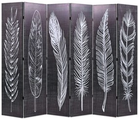 Skládací paraván 228 x 170 cm pírka černobílá 245892