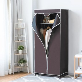 Costway Šatní skříň textilní látková s tyčí na šaty – 75 × 50 × 170 cm, hnědý