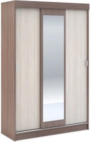 Šatní skříň BASIA 3D WK-551 se zrcadlem sv./tm. jasan šimo