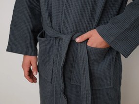 Vaflový župan s kapucí SPAFFLE, tmavě šedý Velikost: L/XL