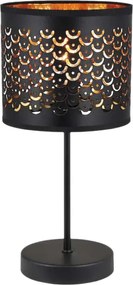 Stolní lampa Morgan, 1x plastové/černé textilní stínítko, b/g