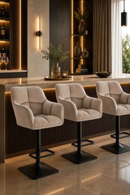 LuxuryForm DESIGN Barová židle AMALFI VELUR na černé hranaté podstavě - latte