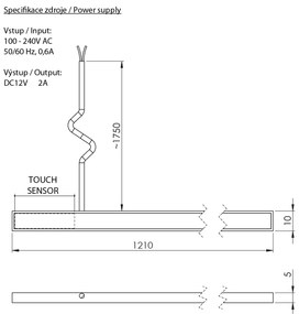Sapho Sapho, LOREA LED pásek 121cm, 1,2W, studená bílá