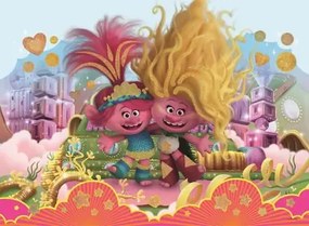 Trefl - Puzzle - Třpytivé Glitter puzzle v kufříku Trollové 3 / 70 díl